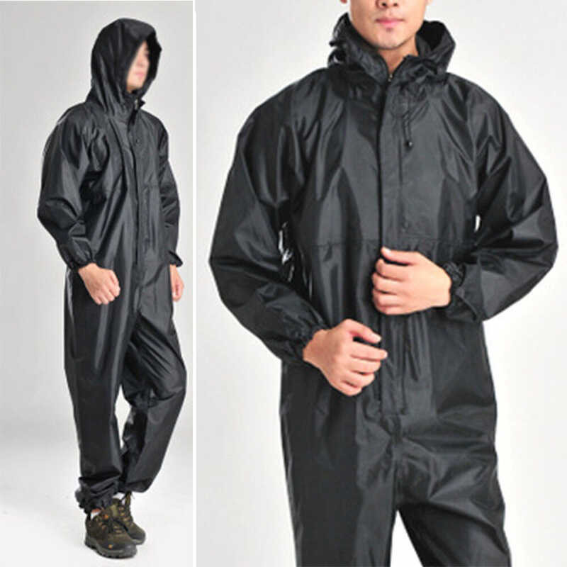 2025 One-Piece Motorcycle Waterproof Overalls Hooded Rain Suit PVC ...