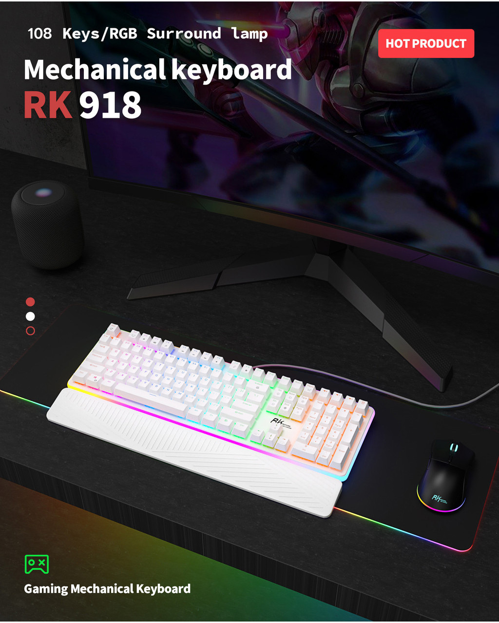 Royal Kludge RK918 Full RGB Backlit Wired Mechanical Keyboard Gateron ...