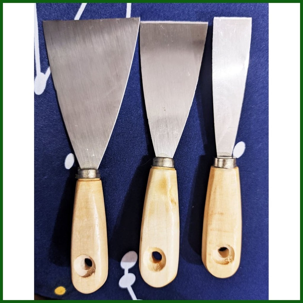 ♒ COD [#397] Paint Putty Scrapper Wood Handle Paleta Metal Tool for ...
