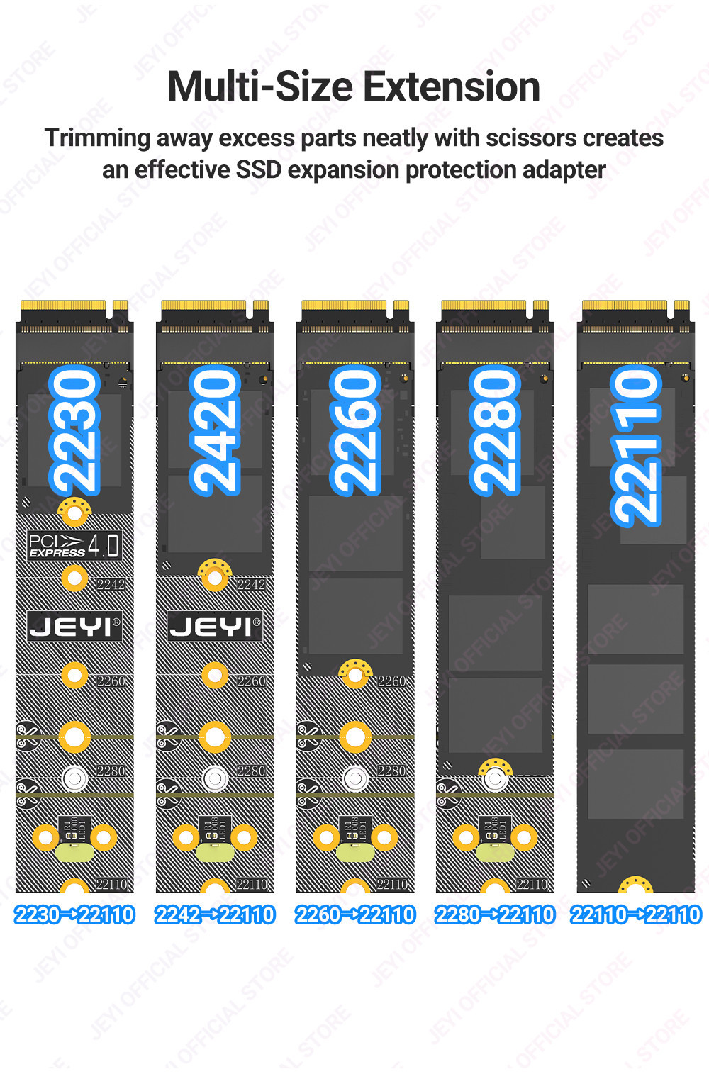 JEYI M.2 NVMe SATA Protection PCB Board Converter PCIe 4.0 Solid State ...