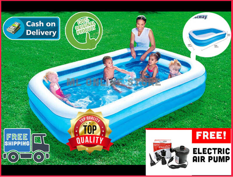 Rectangular Iatable Bestway swimming pool na may FREE Electric Pump (2 ...