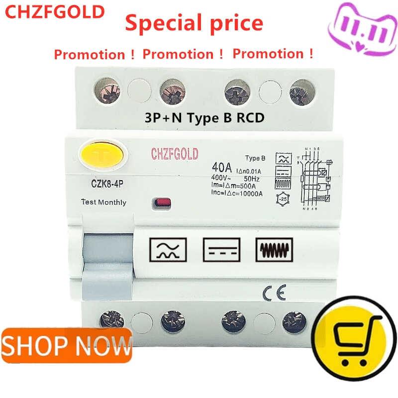 Ba Type CHZFGOLD B RCCB 4 Pole ELCB Earth Leakage Circuit Breaker DC ...