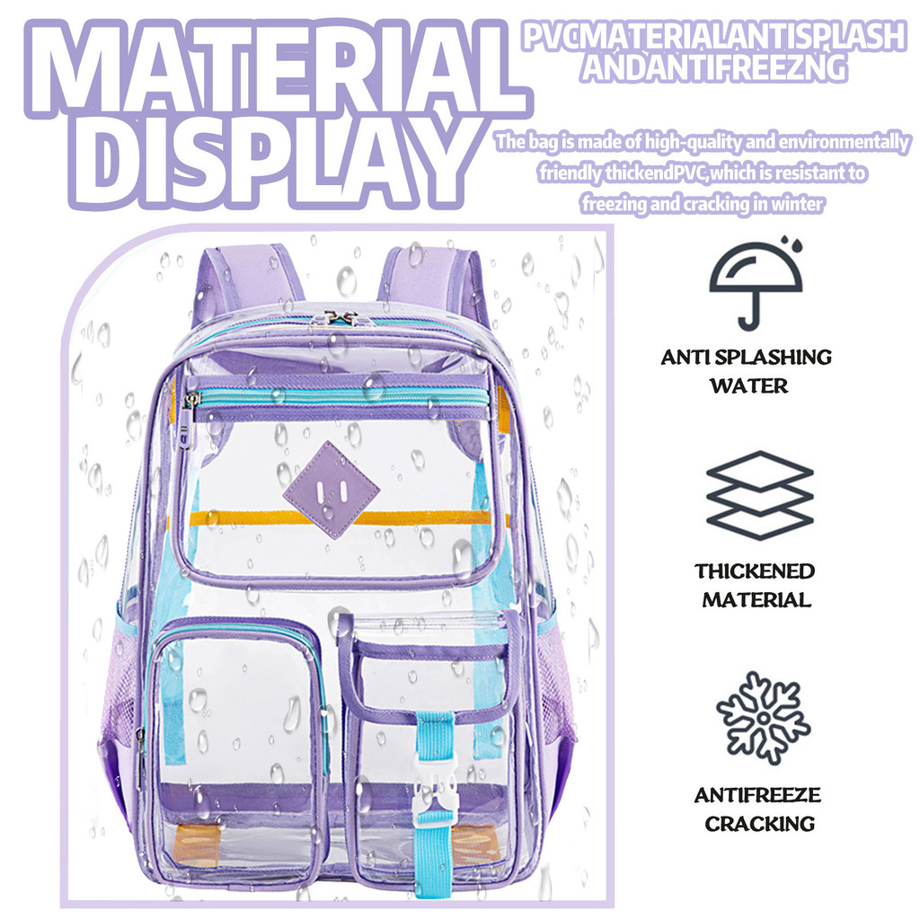 Transparent Backpack Pvc Large Capacity Lightweight Waterproof Travel ...