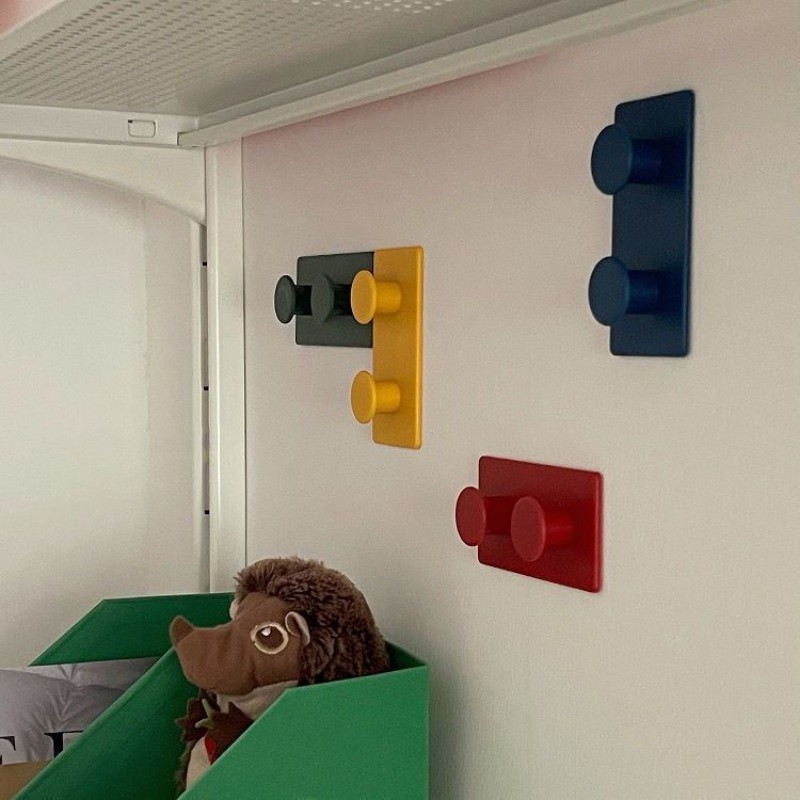 Ins Creative Building Block Color Hook Punch-free Traceless Door Back ...
