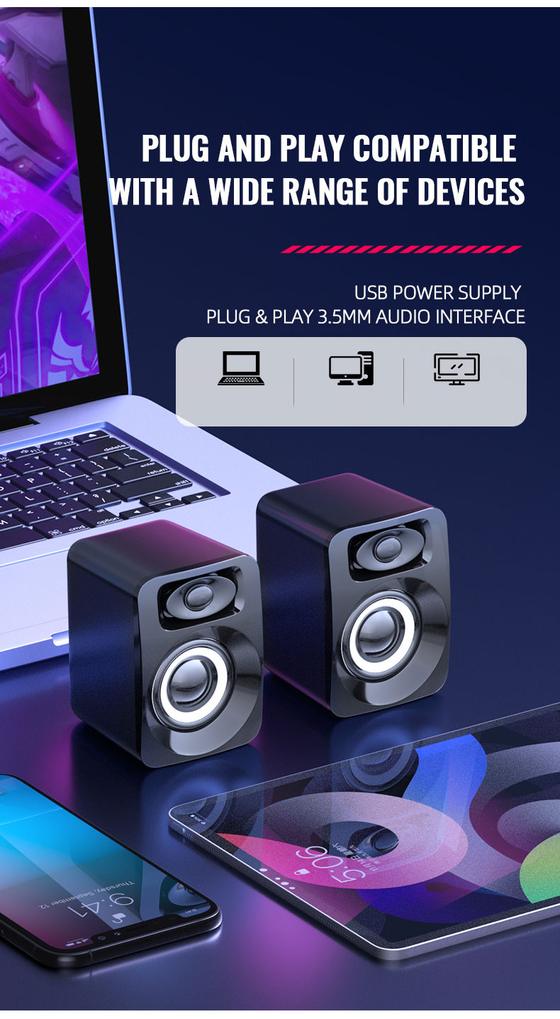 Centrix Mini Speaker for PC RGB Desktop Gaming Surround Stereo Wired ...