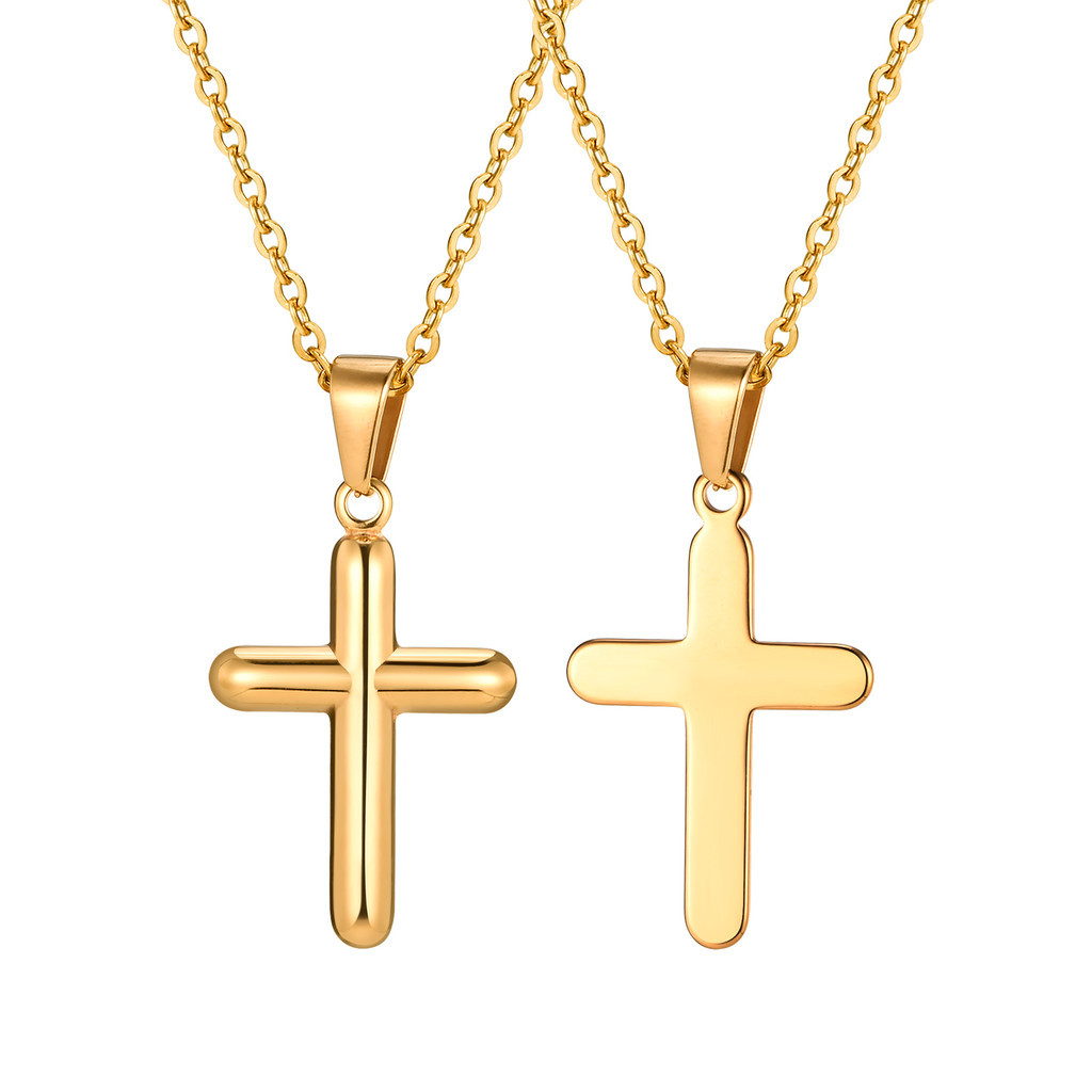 Vnox 18k Gold Cross Necklace for Men, First Communion Stainless Steel ...