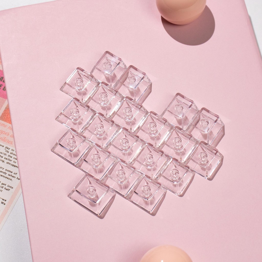 Heart Transparnt Keycaps Red Clear Cherry profile PC keycaps set for MX ...