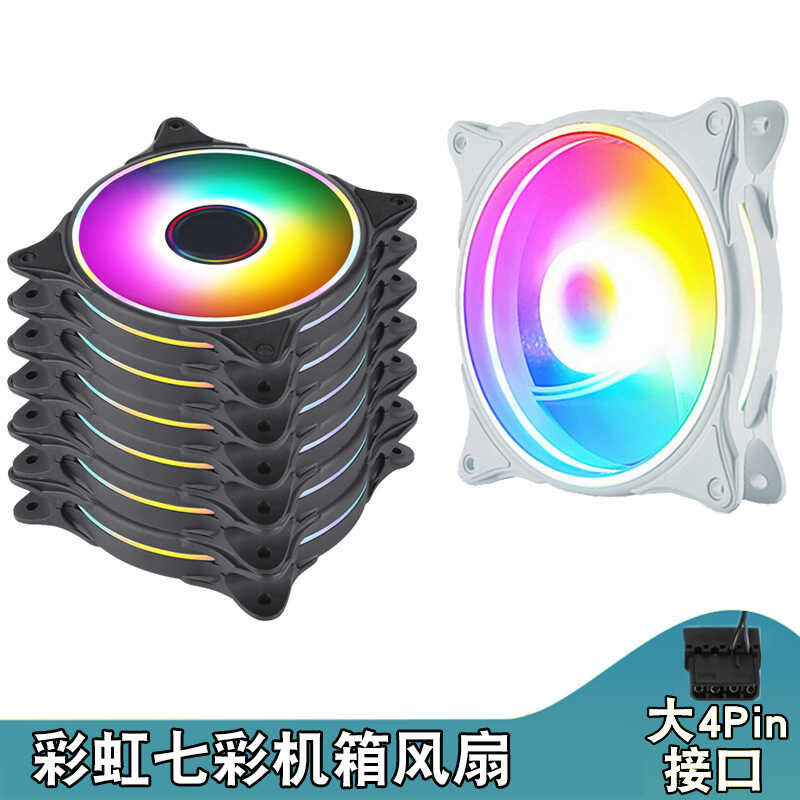 Rainbow Colorful LED Box Fan 12Cm Large 4Pin Cooling Fan 12025 Ultra ...