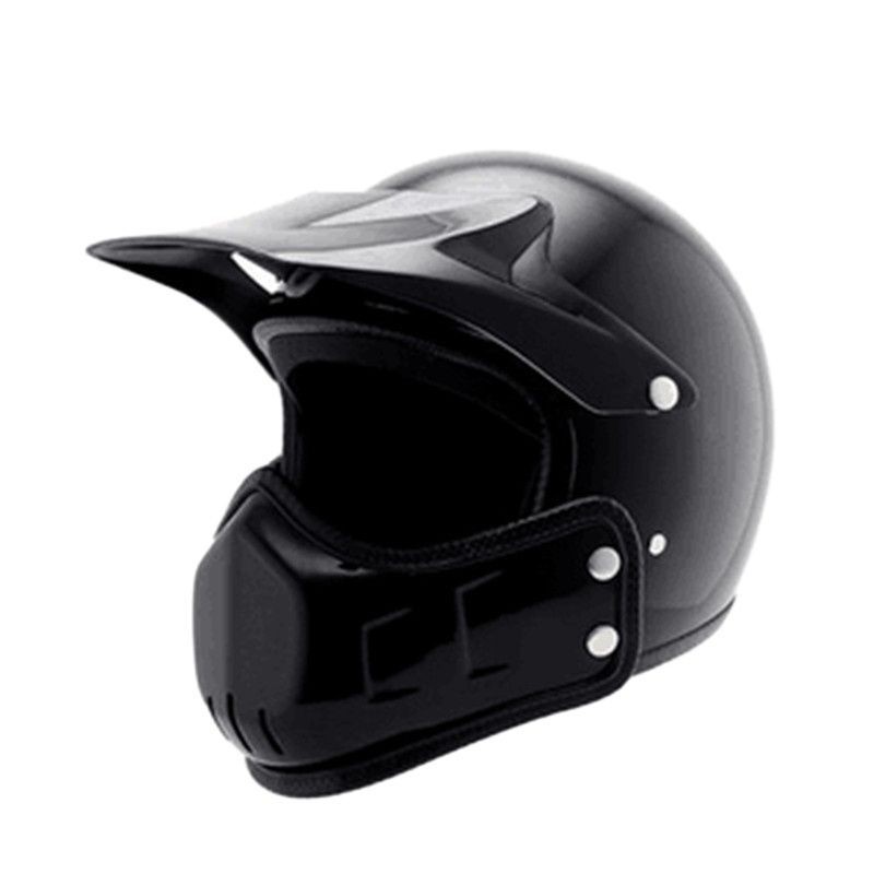 Gloss Black DOT Motorcycle Helmet Retro Cafe Racer Vespa Vintage ...
