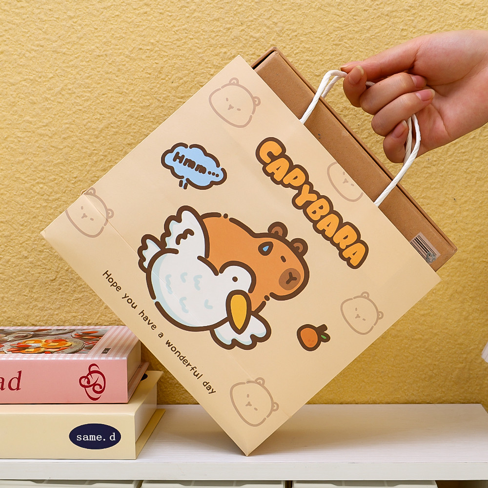 Portable Foldable Cartoon Handheld Shopping Bag - Cute Capybara/Crayon ...