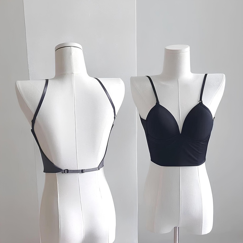 Open Back Bra Push-Up Deep V-Neck Wireless Bare Fashionable Crop Top ...