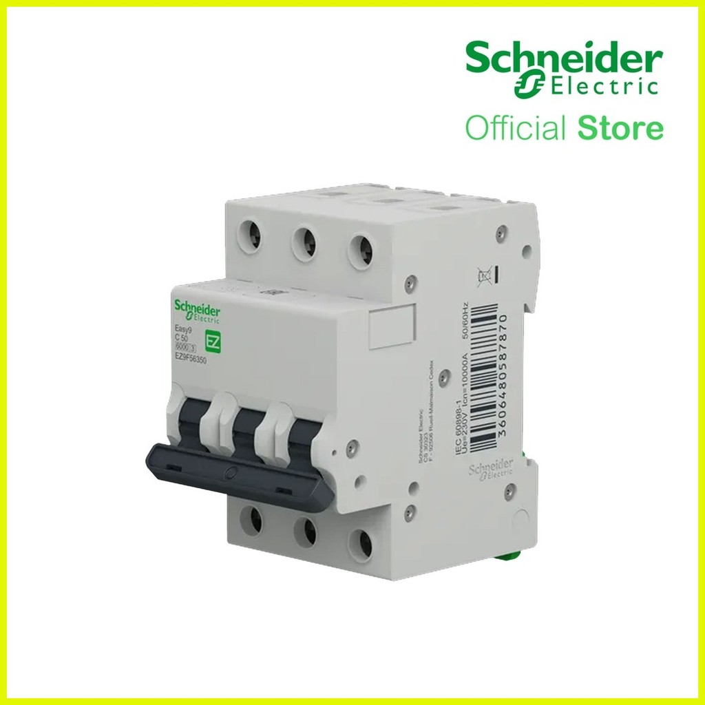 ♀ Schneider Easy9 IEC 3P 50A C DIN-Rail Type Miniature Circuit Breaker ...