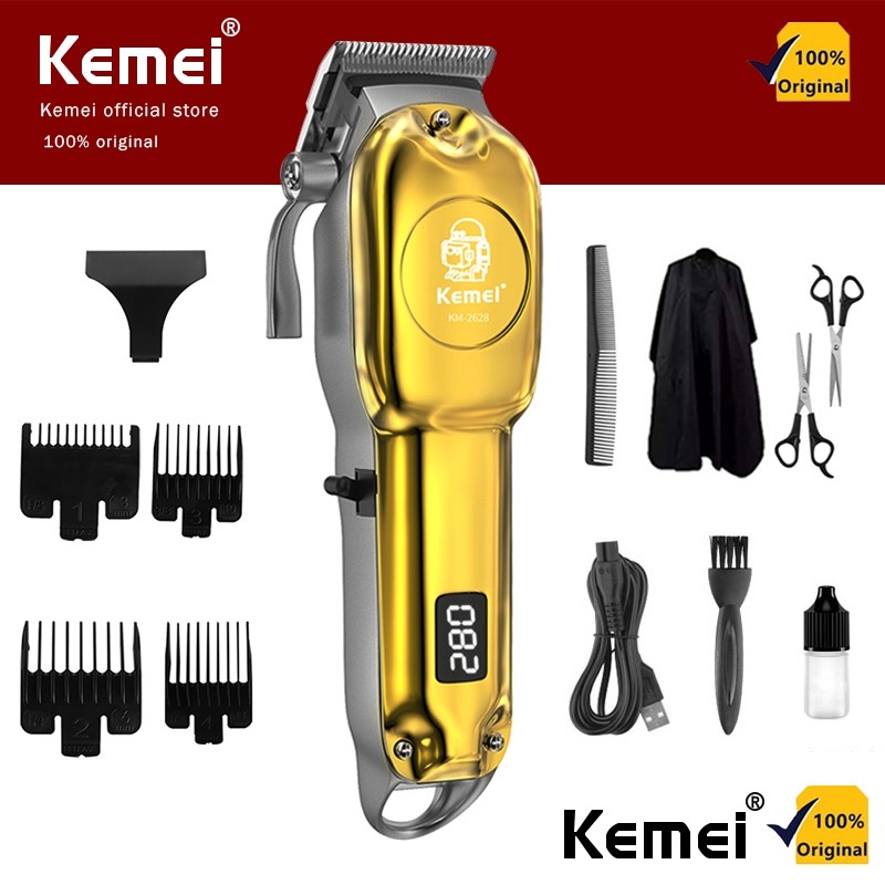 Kemei Hair Clipper Barber All-Metal Barber Professional Electric USB ...