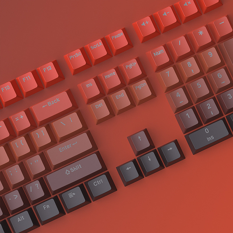 【Local Delivery】Red Black Gradient Front Carving Through Light Keycap ...