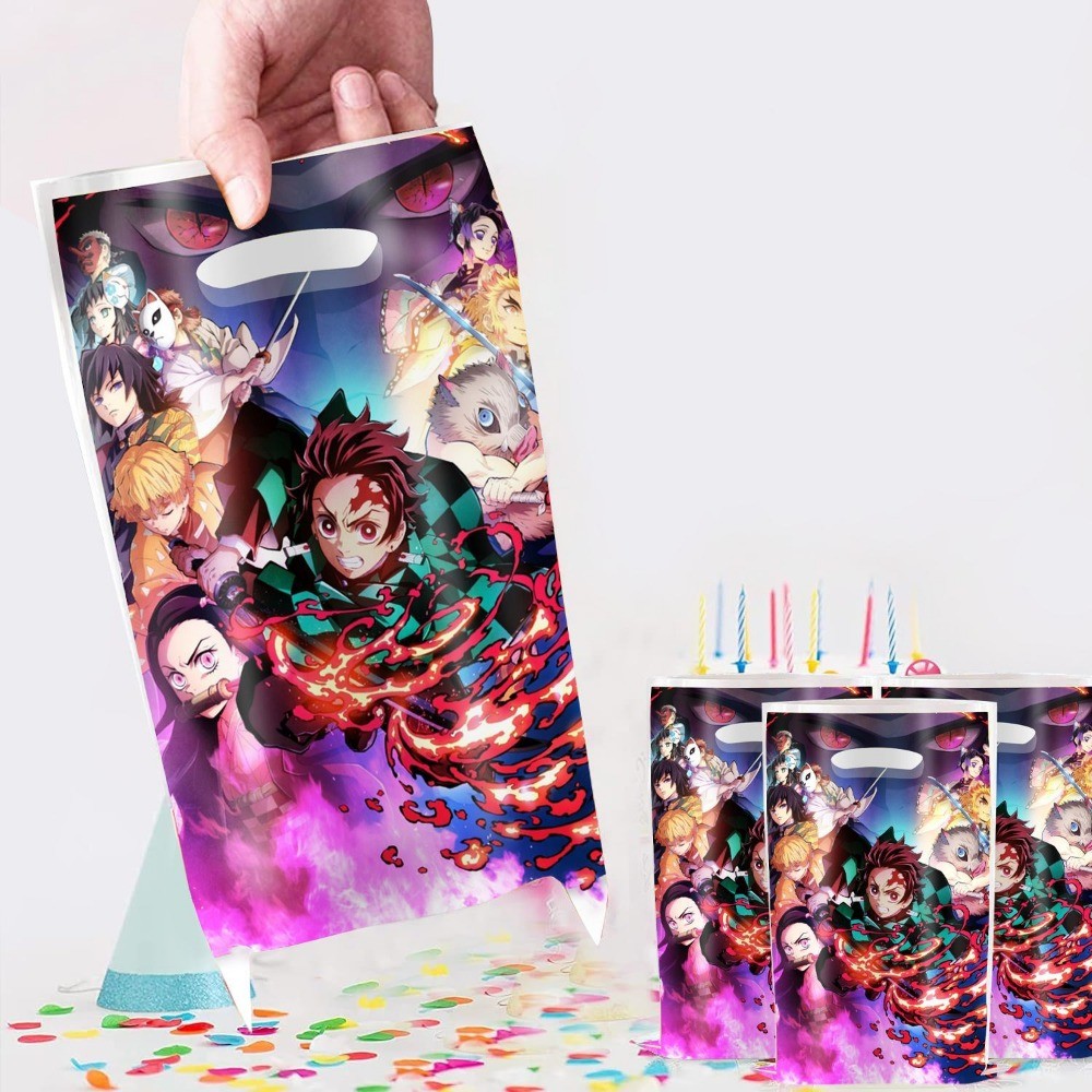 10pcs Demon Slayer Loot Bag Plastics Packing Party Candy Gift Bags Kids ...