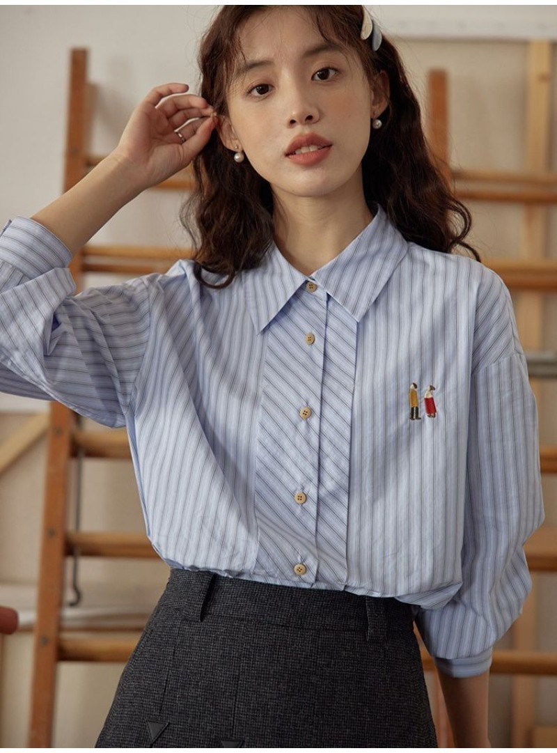 IELGY Striped shirt women's simple preppy chic top | Shopee Philippines