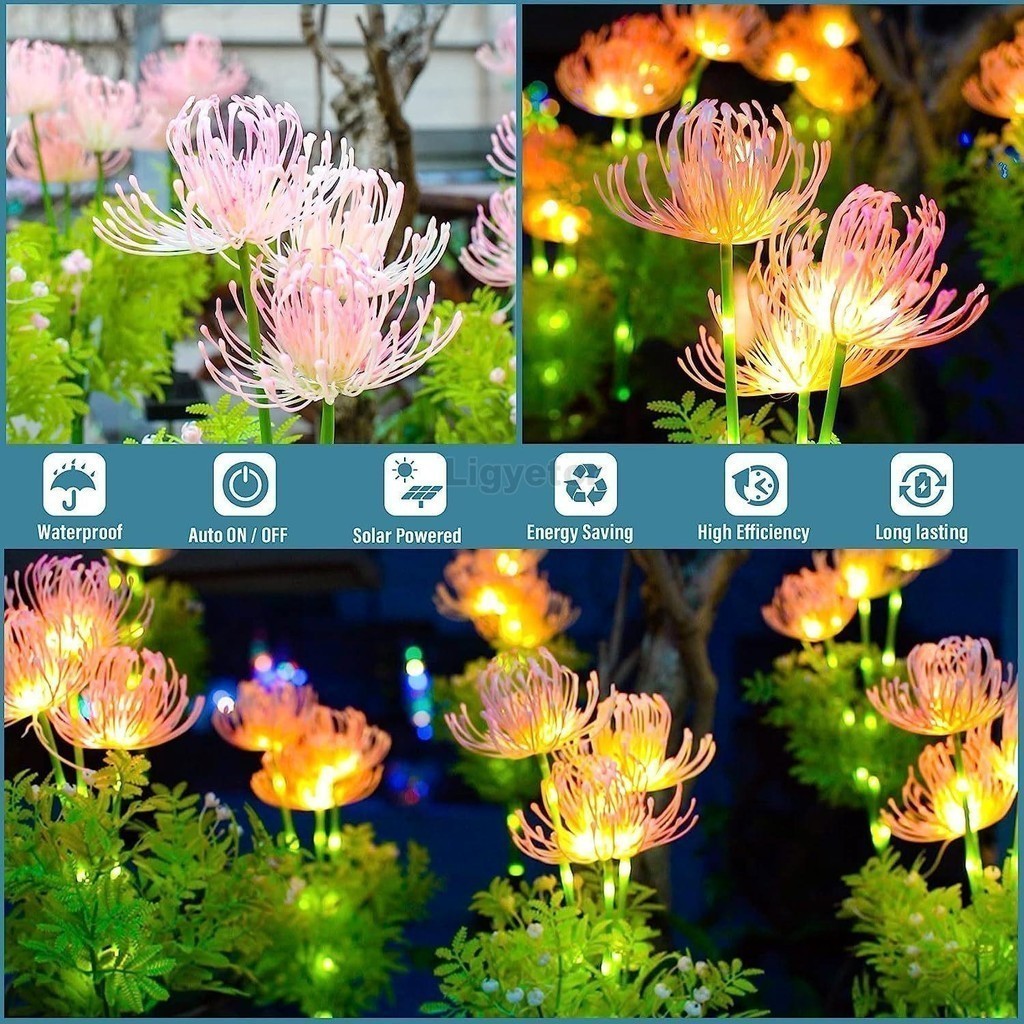 Ligyetor Solar LED Flower Lights Garden Lawn Outdoor Waterproof ...