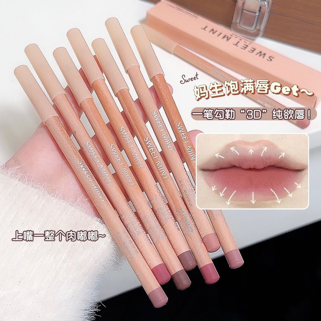 Sweet MINT Wooden Lip Liner Matte Waterproof Outline Lip Shape | Shopee ...