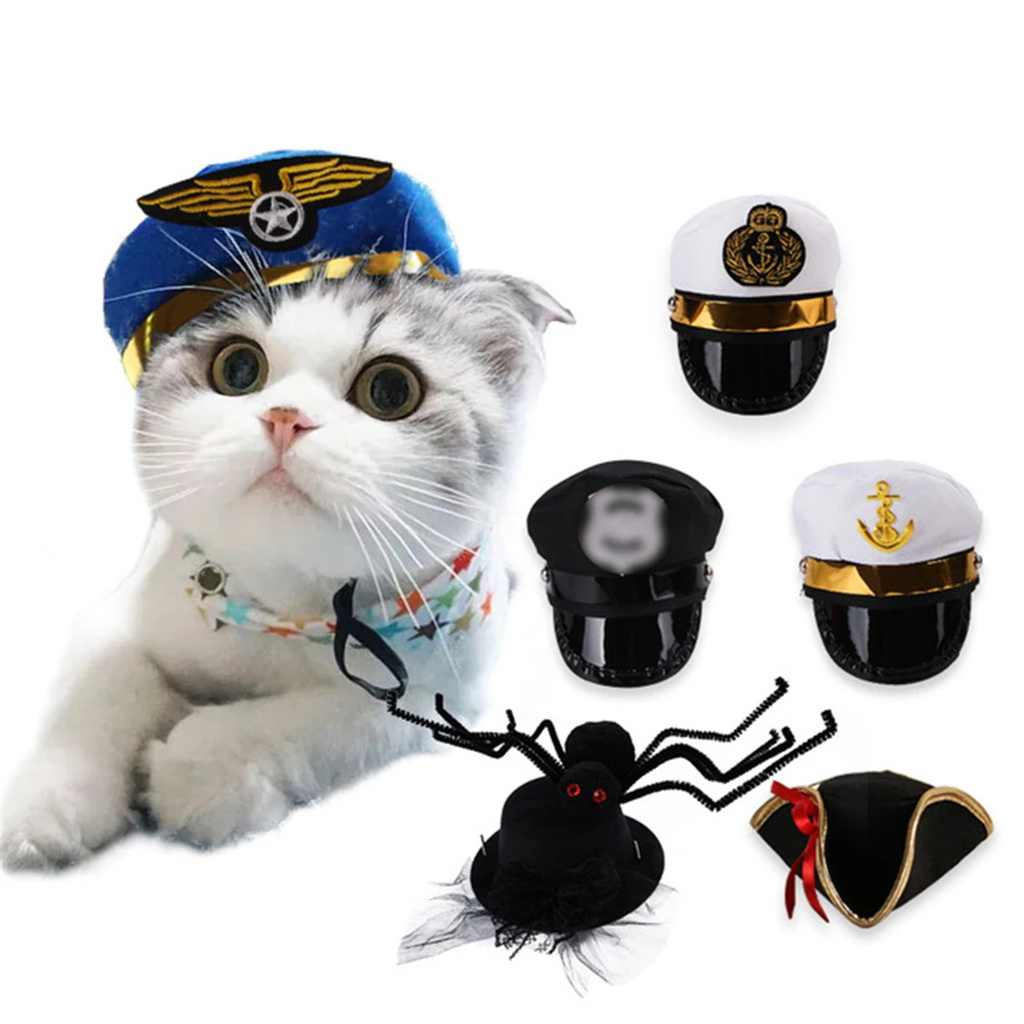 ♀ Funny Creative Pet Costumes Cat Dog Cosplay Hat Halloween Policeman ...