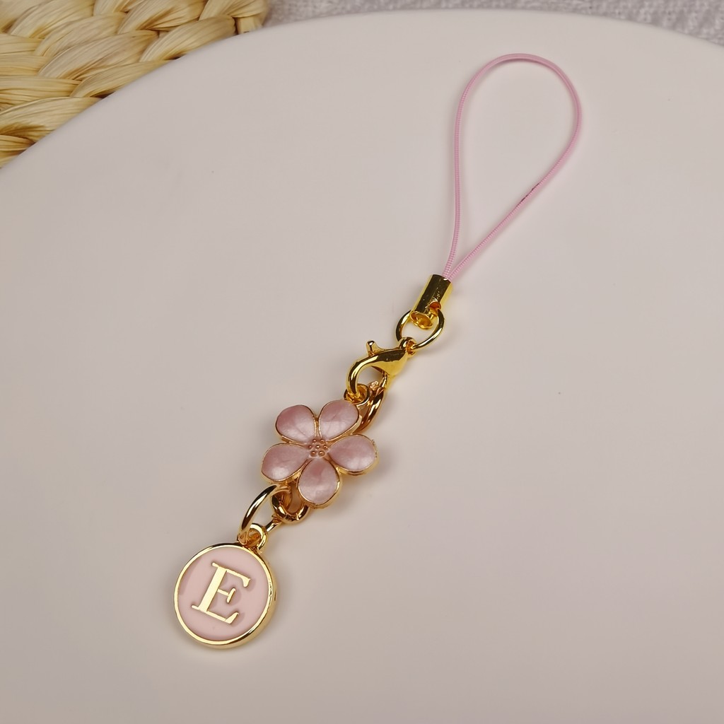 Mobile Phone Pendant diy Pink Cherry Blossom Letter A-Z Pendant Mobile ...