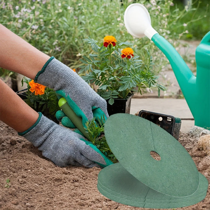 Non-Woven Tree Mulch Ring - Felt Weed Control Mat - Flower Weeding ...
