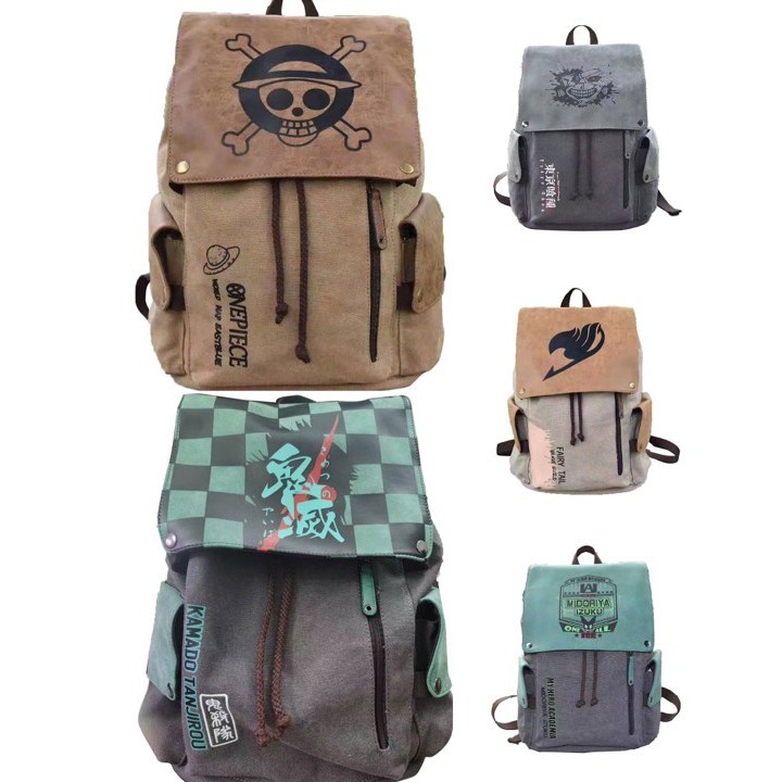 Anime Backpack bag Attack On Titan,One Piece,Demon Slayer,Tokyo Ghoul ...
