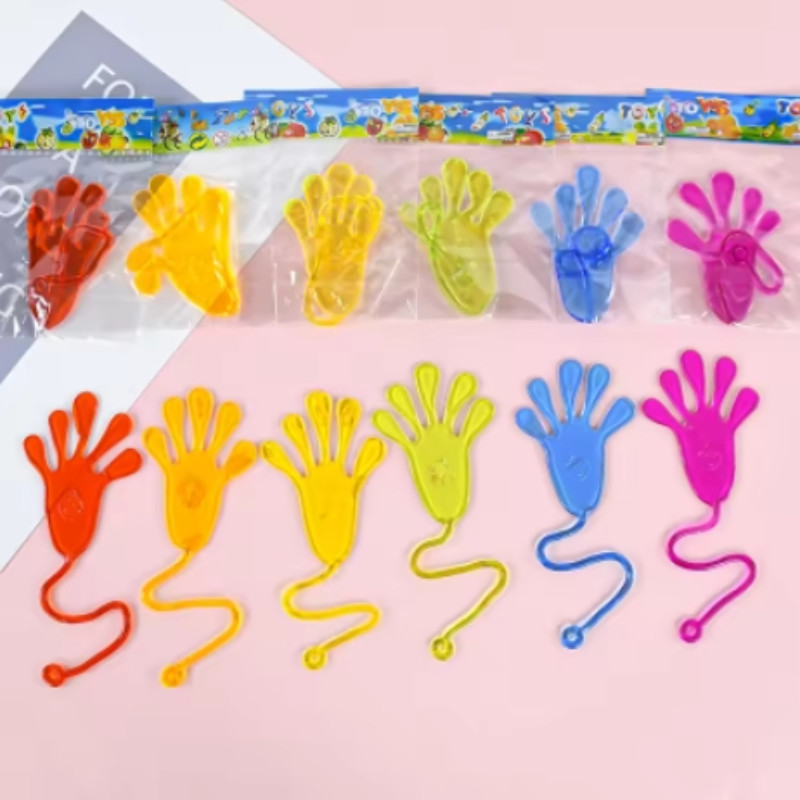 Rainbow Sticky Hands Funny Cute Toy Palm Elastic Sticky Squishy Slap ...
