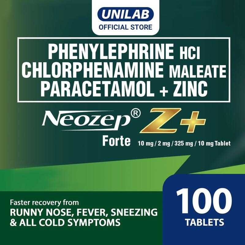 Unilab Neozep Z+ 100 Tablets - For Faster Recovery From Runny Nose ...