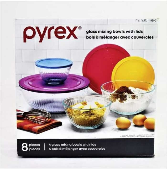 Pyrex 8-Piece 100 Years Glass Mixing Bowl Set (Limited Edition ...