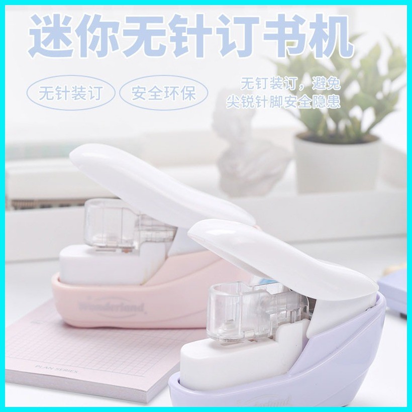MINI Stapleless Stapler Book Paper Stapling Stapler Safe Portable No ...