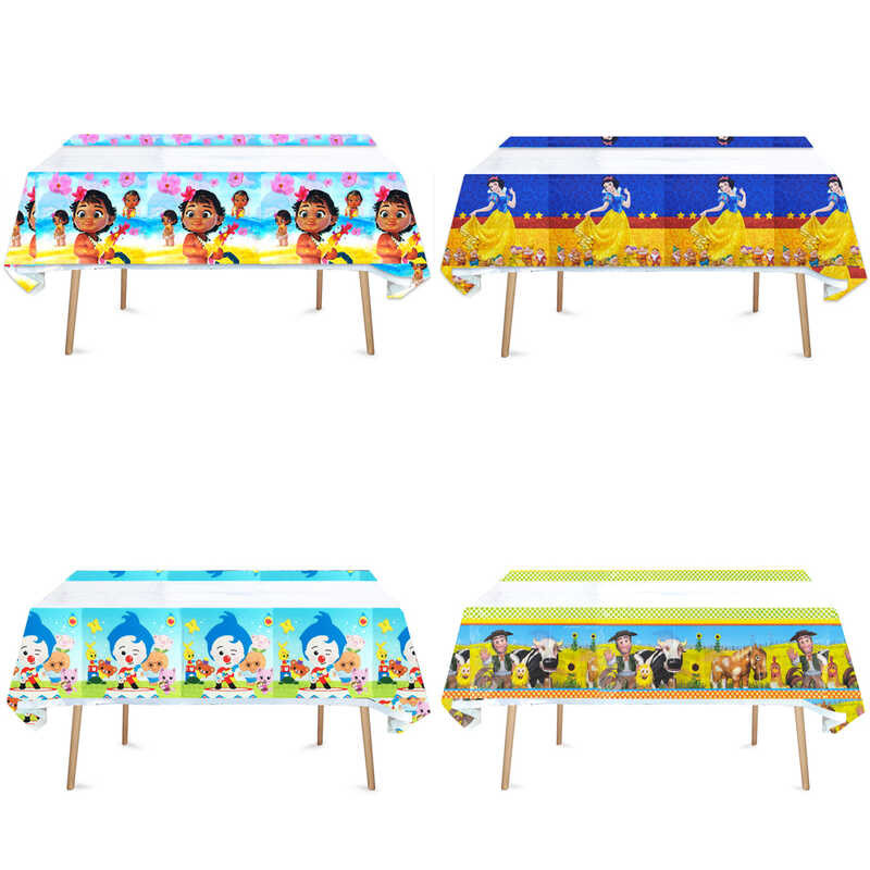 White 1Pcs/Lot Snow Farm Moana Plim Tema Birthday Party Table Cover ...