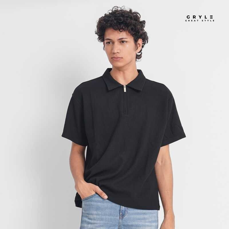 Na Ang Laki Quarter-Zip Waffle Polo Shirt [Unk] Gryle | Shopee Philippines