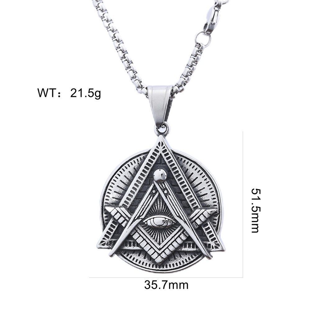 Stainless Steel Fashion Triangle Devil's Eye Mason Pendant Necklace for ...