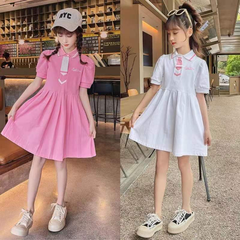 Graduation Dress Puff Sleevee Casual & Formal White Polo Dress Skirt ...