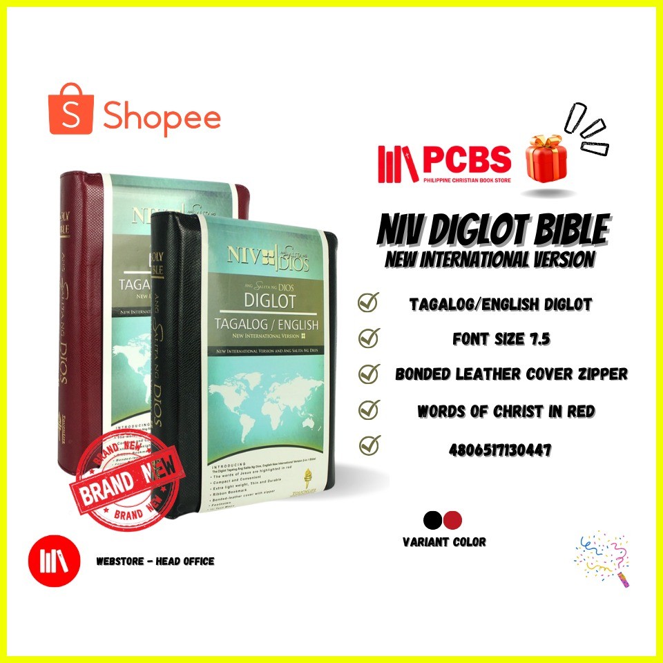 ∇ ╒ PCBS NIV Diglot Bible (ENGLISH/TAGALOG DIGLOT/WITH ZIPPER) NIV /Ang ...