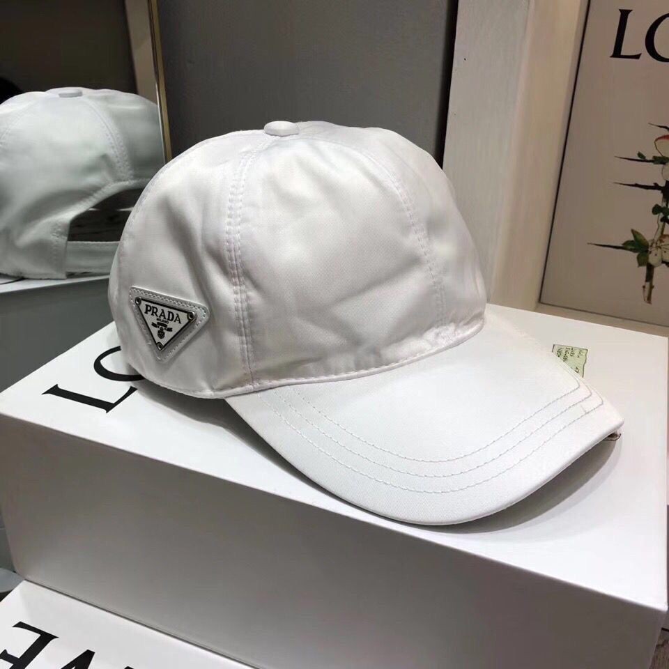 Prada Inverted Triangle Logo Hard Top Baseball Cap For Women With A ...