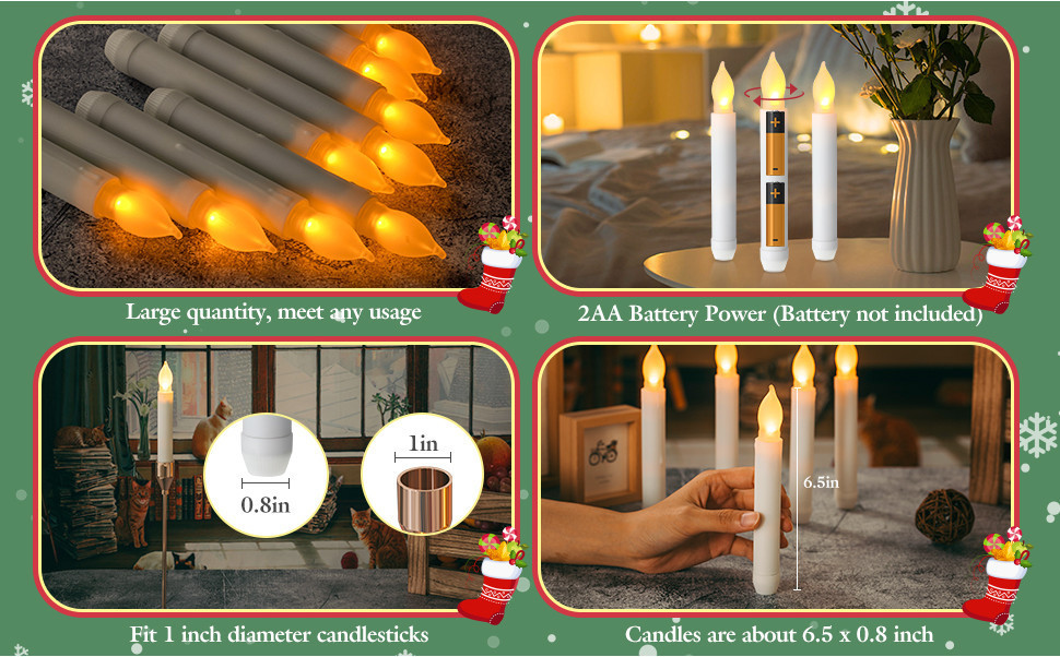 LED Floating Candles / Battery Operated Flameless Candle / Taper ...