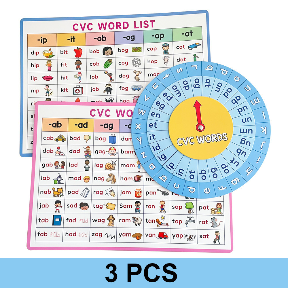 CVC Word Matching Turntable Spinner for Kids Interactive Activities ...