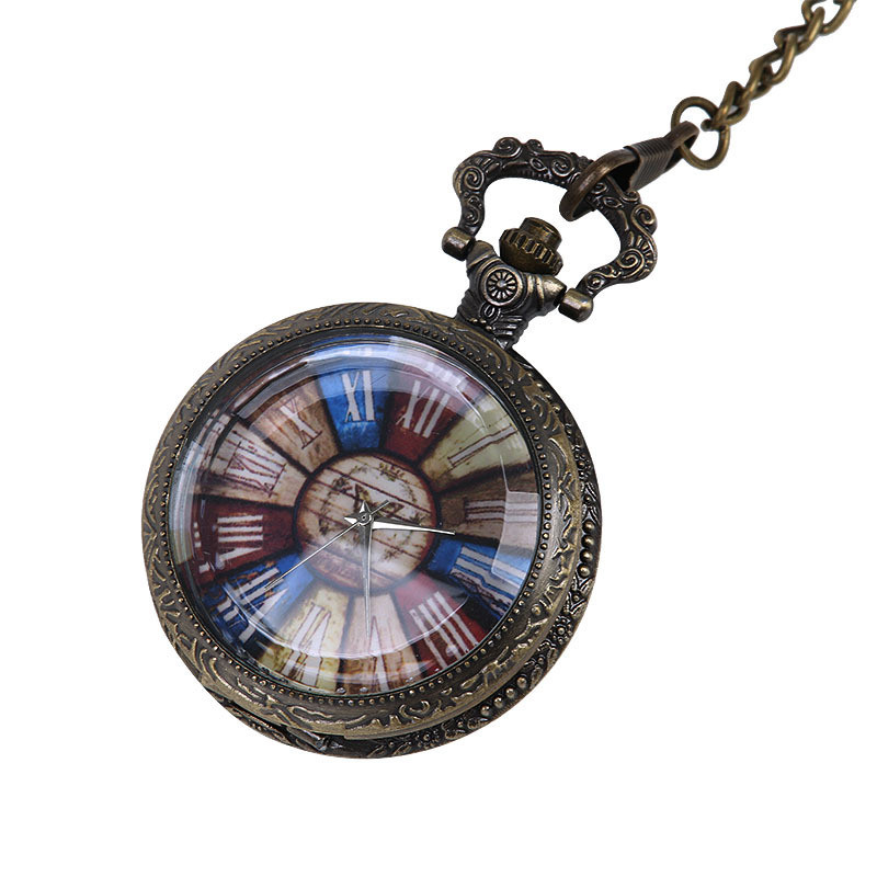 Large Retro Pocket Watch Lace Pocket Watch Glass Flip European American ...