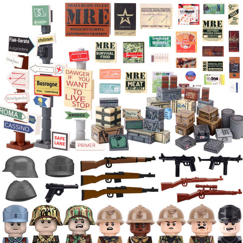 Ww2 MOC Building Bloc Figure Soldier German US French Supply Pack ...