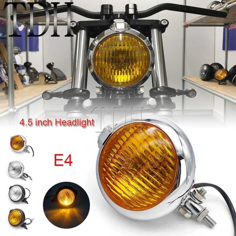 Cafe Racer Motorbike 4.5" Headlamp For Harley Honda Bobber Chopper ...