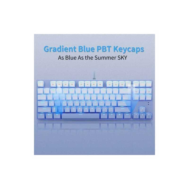 Blue Single Light 87 Keys Wired Nical Keyboard Blue/White (Gradient ...