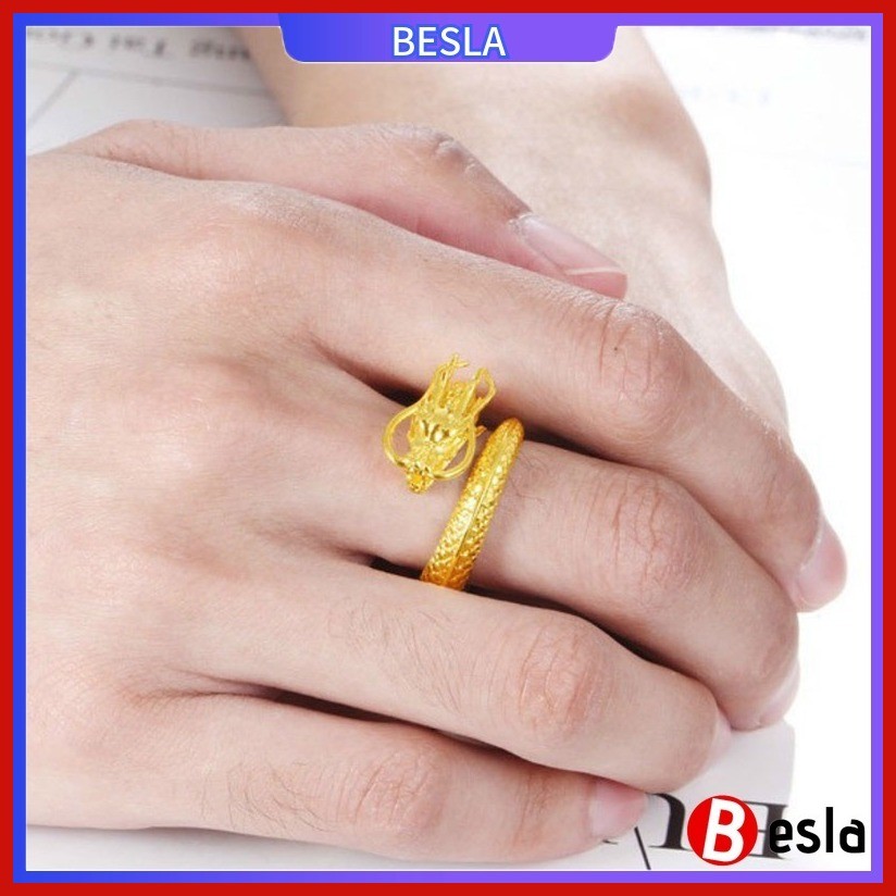 ♂ 18K Saudi Gold Plated Rings Chinese Phoenix Dragon Valentine couple ...
