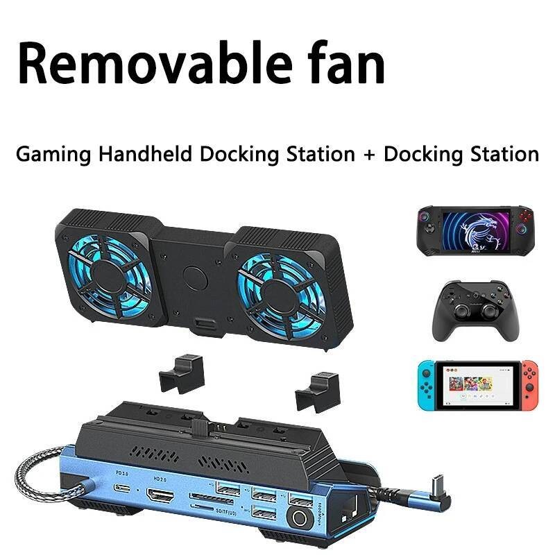 SD/TF PD3.0 RJ45 Detachable Fan steamdeck ROG switch gaming station ...