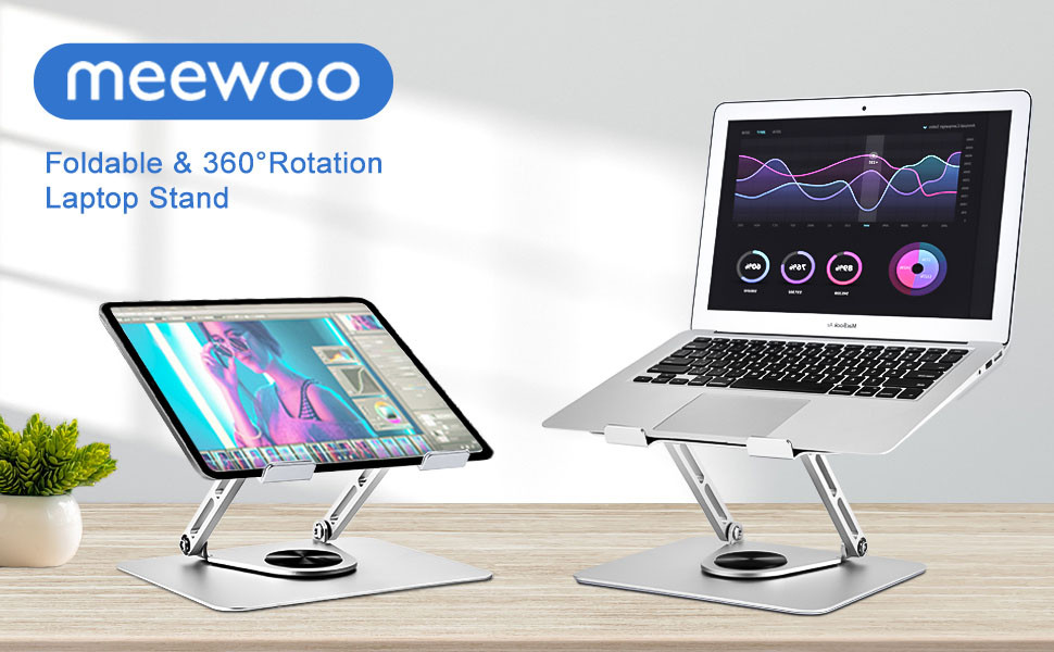 Meewoo Laptop Stand 360° Rotating Laptop Holder Aluminum Adjustable ...