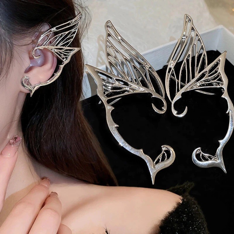 Elf Ear Clip Wing Design Ear Hook Single Side NON-piercing Earrings ...