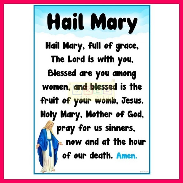 Prayers Chart for kids (Our Gurdian Angel, Hail Mary, Our Father etc ...