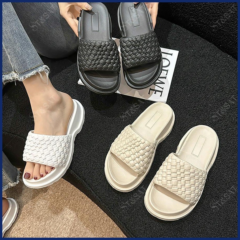 Stylish Casual Platform Rubber Slippers ( add one size ) | Shopee ...