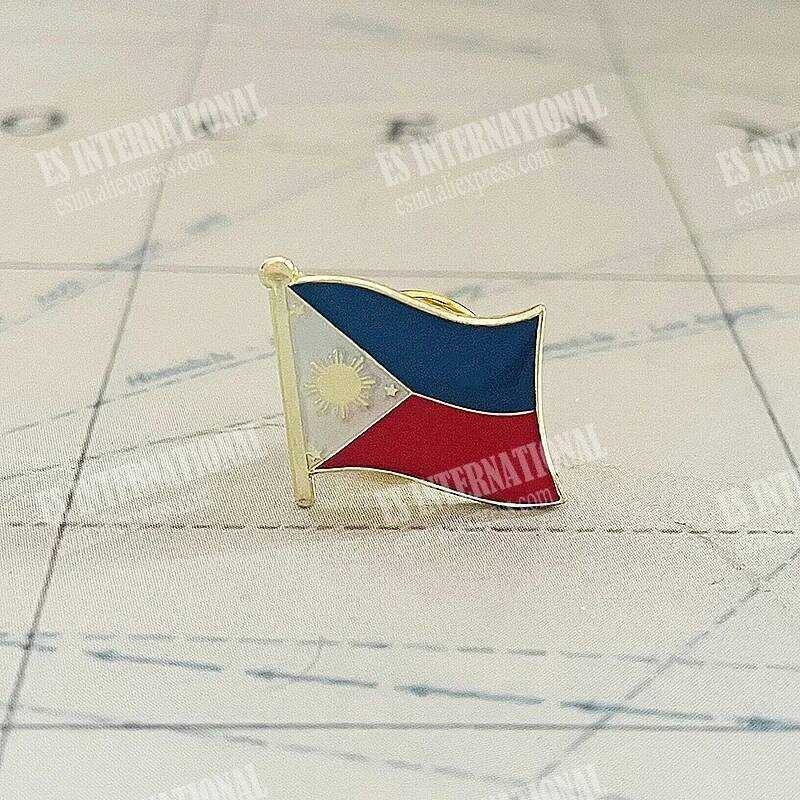 Philippines National Flag Lapel Pins Crystal Epoxy Metal Enamel Badge ...
