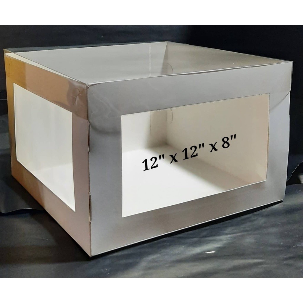 12x12x8 Pure White Tall Cake Box w/ Acetate (top and 2 sides) | Shopee ...